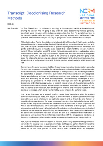 Decolonising Research Methods - NCRM EPrints Repository